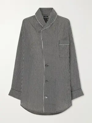 R13 Shawl-collar Striped Poplin Shirt