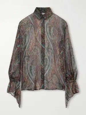 Etro Ruffled Paisley-print Silk-blend Chiffon Blouse