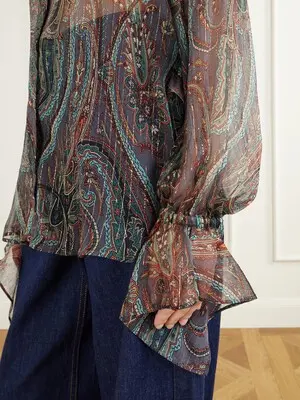 Etro Ruffled Paisley-print Silk-blend Chiffon Blouse
