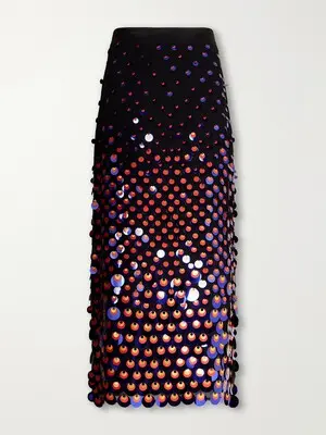 Christopher John Rogers Sequin-embellished Silk-crepon Midi Skirt