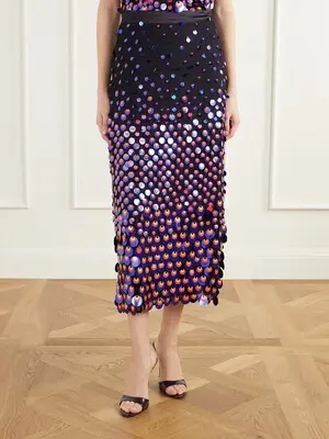 Christopher John Rogers Sequin-embellished Silk-crepon Midi Skirt