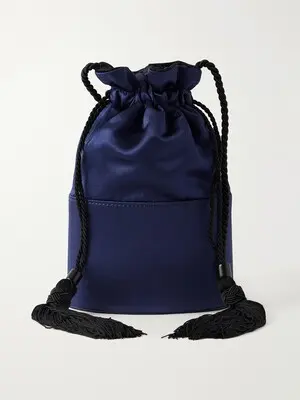 HUNTING SEASON The Lola Drawstring Tasseled Cord-trimmed Satin Bucket Bag - Blue