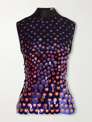 Christopher John Rogers Sequin-embellished Silk-crepon Turtleneck Top - Multi