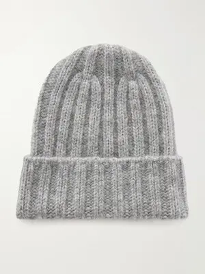 Johnstons Of Elgin Bhaltair Ribbed Cashmere And Silk-blend Beanie - Gray