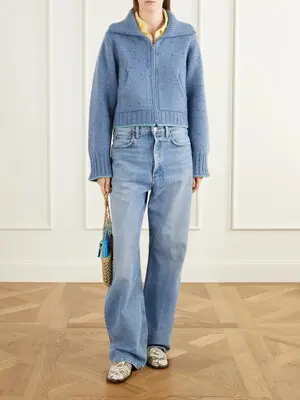 Calle Del Mar Cropped Cashmere Zip-up Cardigan