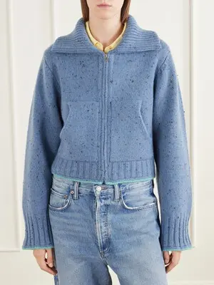 Calle Del Mar Cropped Cashmere Zip-up Cardigan