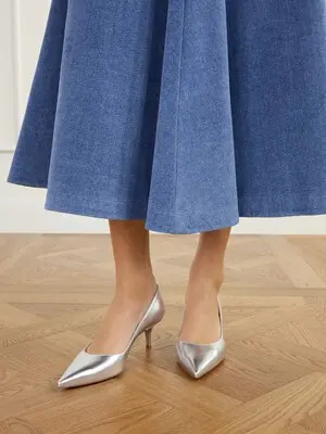 GIANVITO ROSSI 55 Metallic Leather Pumps