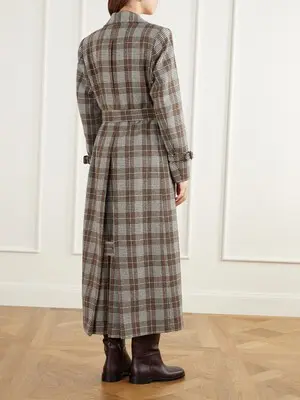 Giuliva Heritage The Camilla Double-breasted Belted Checked Wool-houndstooth Trench Coat