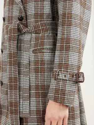 Giuliva Heritage The Camilla Double-breasted Belted Checked Wool-houndstooth Trench Coat