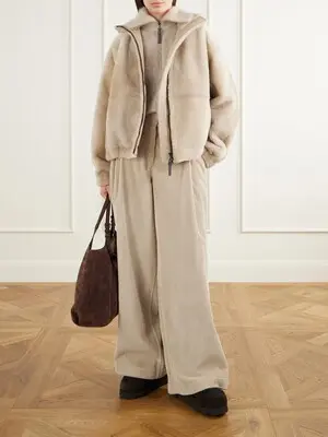Brunello Cucinelli Monili-embellished Suede-trimmed Brushed Cashmere Ankle Boots