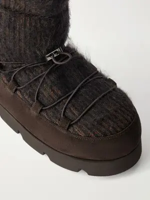 Brunello Cucinelli Monili-embellished Suede-trimmed Brushed Cashmere Ankle Boots