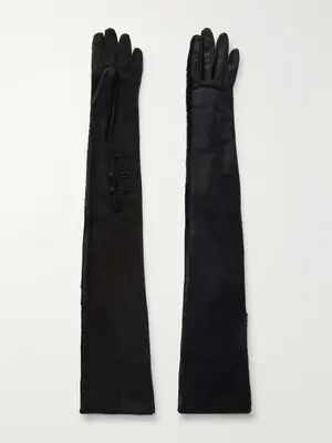 Alaïa Suede And Calf-hair Gloves