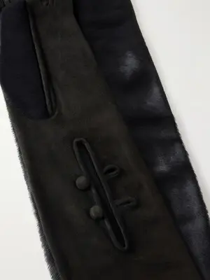 Alaïa Suede And Calf-hair Gloves
