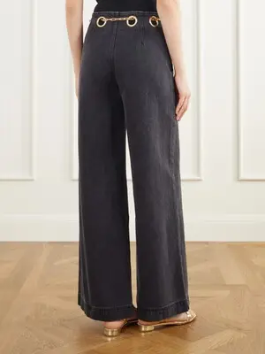 Cult Gaia Sydney Embellished Low-rise Flared Jeans