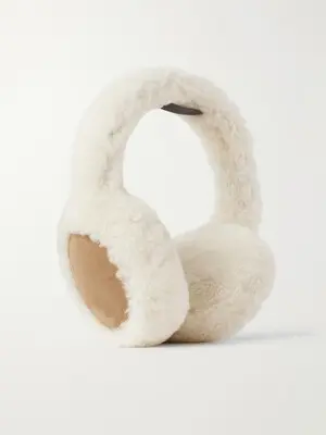 YVES SALOMON Suede-trimmed Shearling Earmuffs - Neutrals