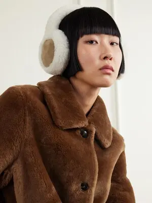 YVES SALOMON Suede-trimmed Shearling Earmuffs