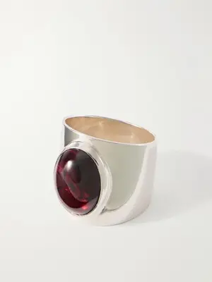 LOREN STEWART Garbo Sterling Garnet Ring - Silver