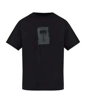 Palm Angels Brushed Palm Tree Crewneck T-shirt - Black