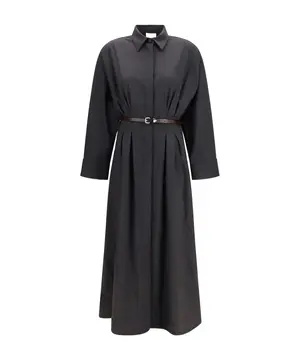 P.a.r.o.s.h Pleated Belted Dress - Black