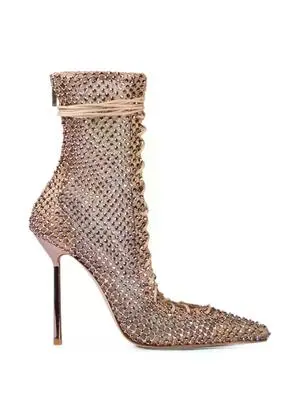 LE SILLA Crystal-embellished Lace-up Ankle Boots