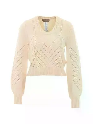 TWINSET Cropped Wool Blend Jumper With Chevron Design