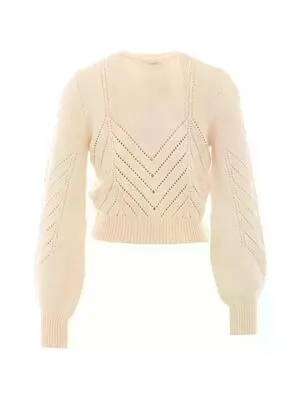 TWINSET Cropped Wool Blend Jumper With Chevron Design