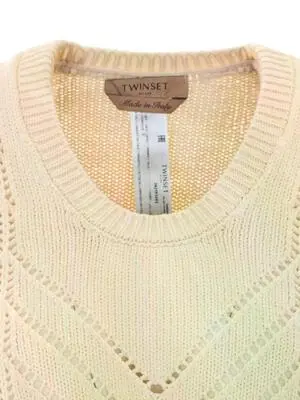 TWINSET Cropped Wool Blend Jumper With Chevron Design
