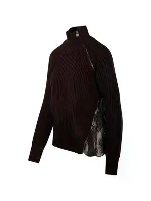 Giuseppe Di Morabito Lace-panel Ribbed-knit Sweater