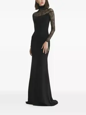 2310 STUDIO Lace-panelled Floor-length Dress - Black