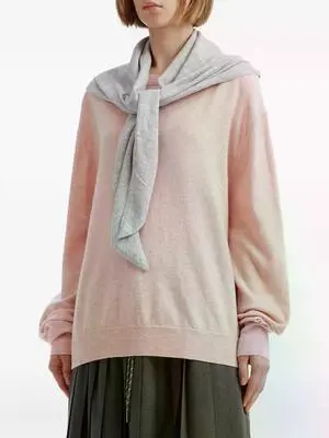 TOUT A COUP Scarf-detail Crew-neck Sweater
