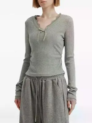 B+AB Lace-trim Ribbed Top