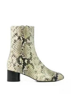 Bimba Y Lola Snake Print Leather Heel Ankle Boots