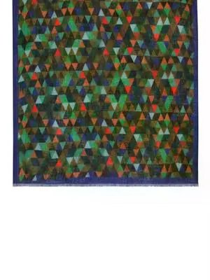 LEATHERSMITH OF LONDON Geometric-print Fringed Scarf