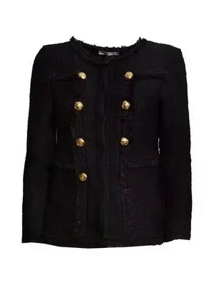 CHARLOTT Tropical Double-breasted Tweed Jacket - Black