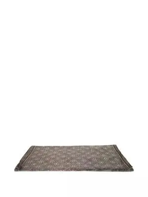 DELL'OGLIO Geometric-print Frayed Scarf - Green