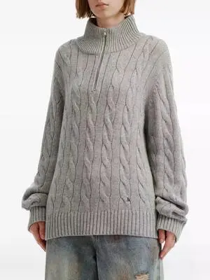 TOUT A COUP Cable-knit Quarter-zip Sweater