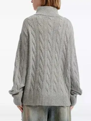 TOUT A COUP Cable-knit Quarter-zip Sweater