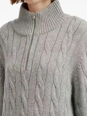 TOUT A COUP Cable-knit Quarter-zip Sweater