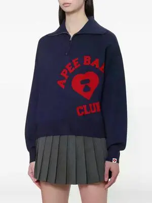 AAPE BY *A BATHING APE Logo-intarsia Half-zip Sweater