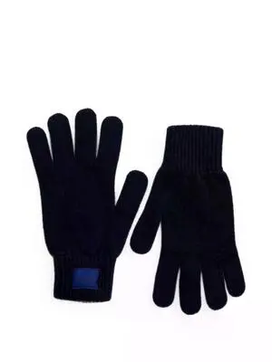 Paul Smith Logo-patch Ribbed-cuff Gloves - Blue