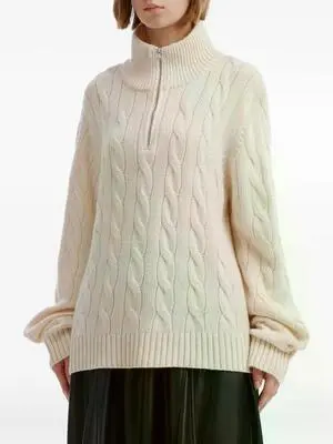TOUT A COUP Cable-knit Quarter-zip Sweater