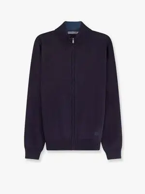 Corneliani Fullzip Wool Cardigan - Blue