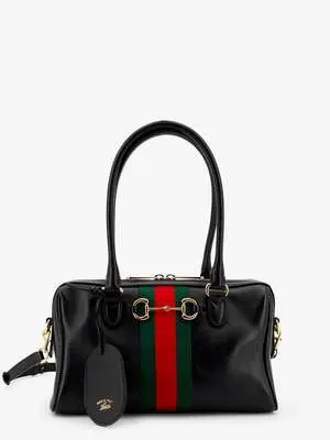 Gucci Borsetto Leather Handbag With Web Detail On The Front