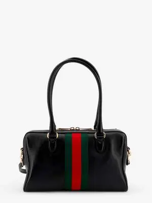 Gucci Borsetto Leather Handbag With Web Detail On The Front