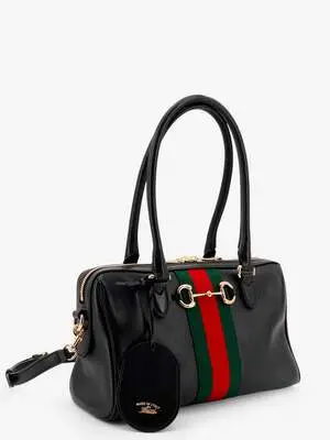 Gucci Borsetto Leather Handbag With Web Detail On The Front