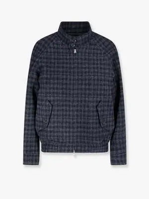 DUNST Wool Jacket With Checked Pattern - Blue