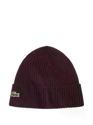 Lacoste Logo-patch Ribbed-knit Beanie Hat