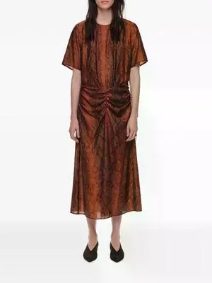 Bimba Y Lola Caramel Snake Dress With Ruched Front