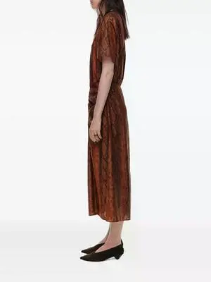 Bimba Y Lola Caramel Snake Dress With Ruched Front