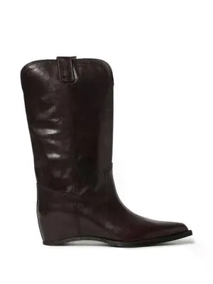 PALOMA BARCELO Gale Pointed-toe Leather Boots - Red